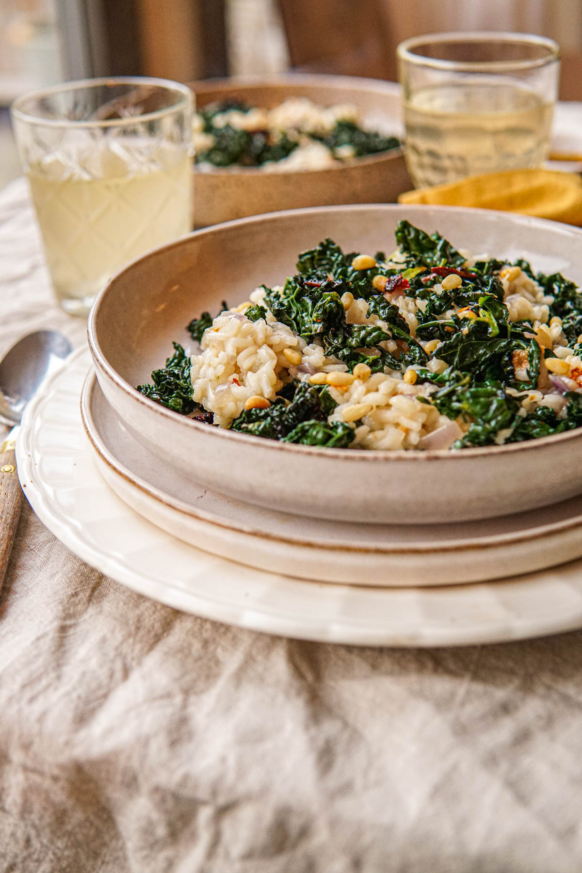 Vegan risotto met palmkool